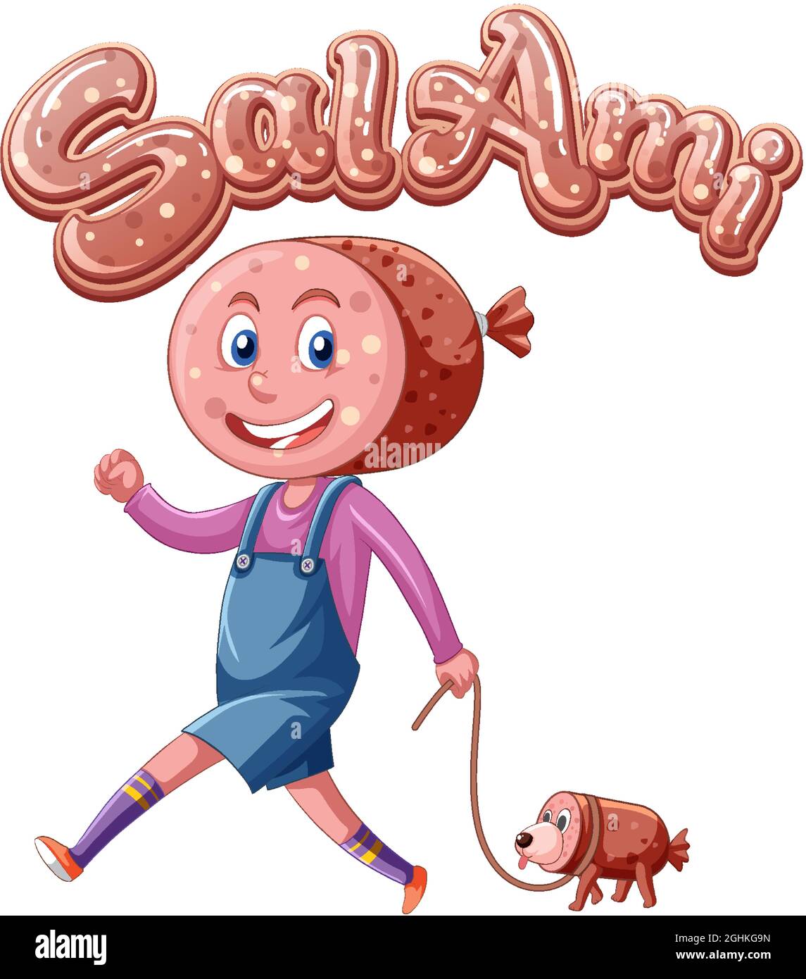 Salami logo text design with salami character illustration Stock Vector ...