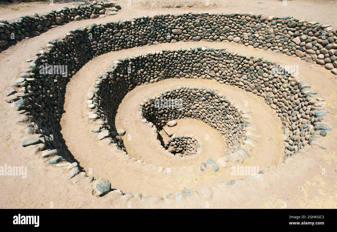 Cantalloc Aqueduct in Nazca or Nazca town, spiral or circle aqueducts ...