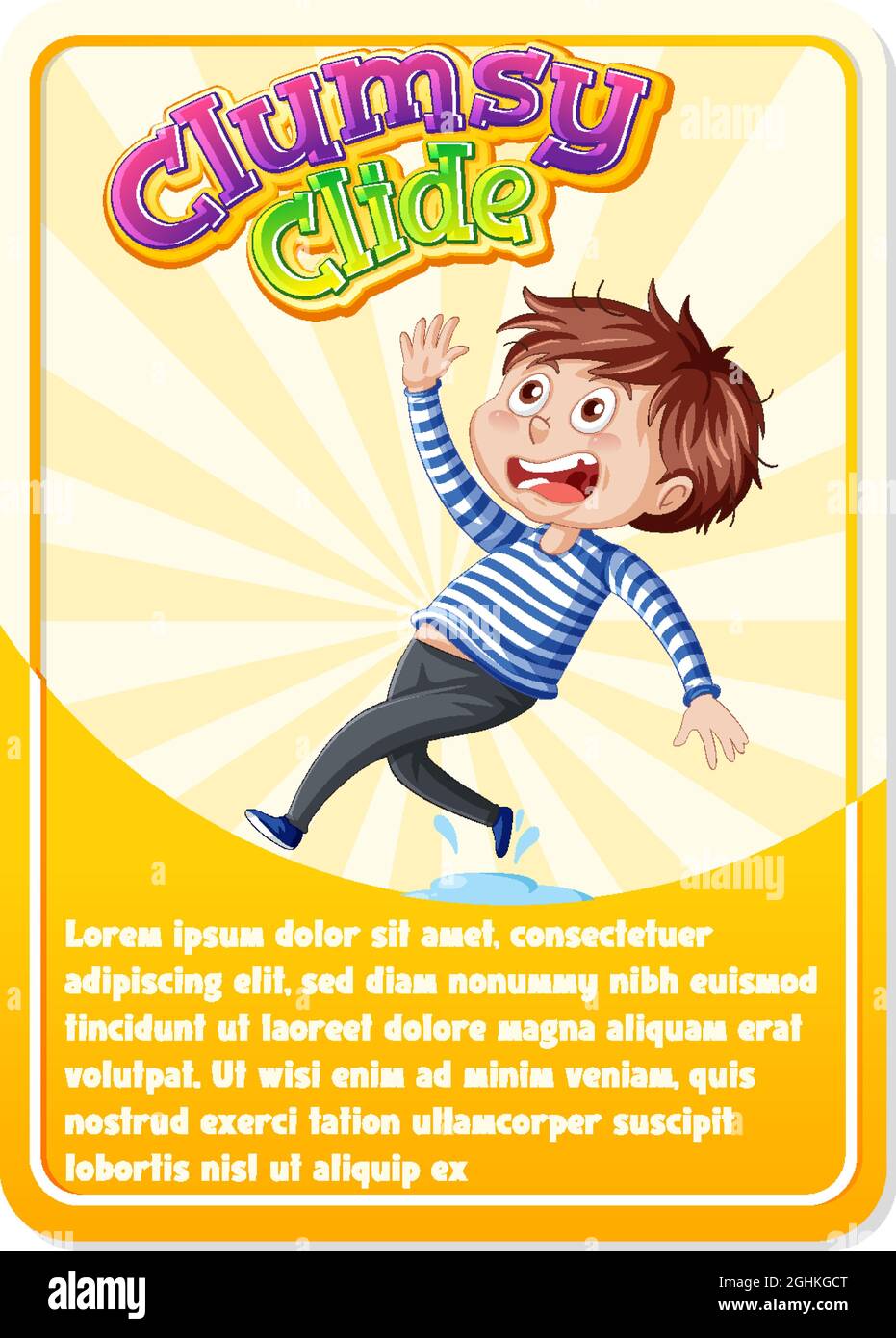 Character game card template with word Clumsy Clide illustration Stock ...