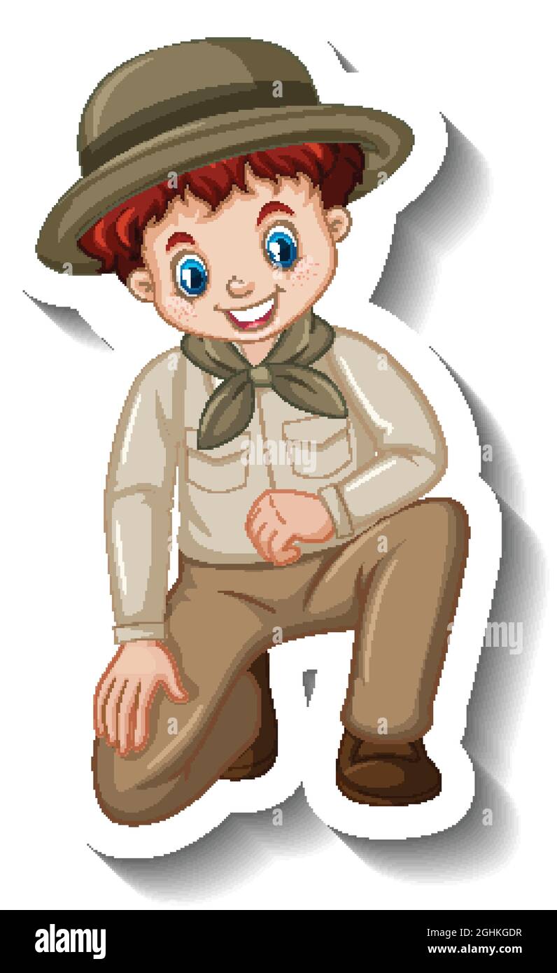 A sticker template of boy cartoon character illustration Stock Vector ...
