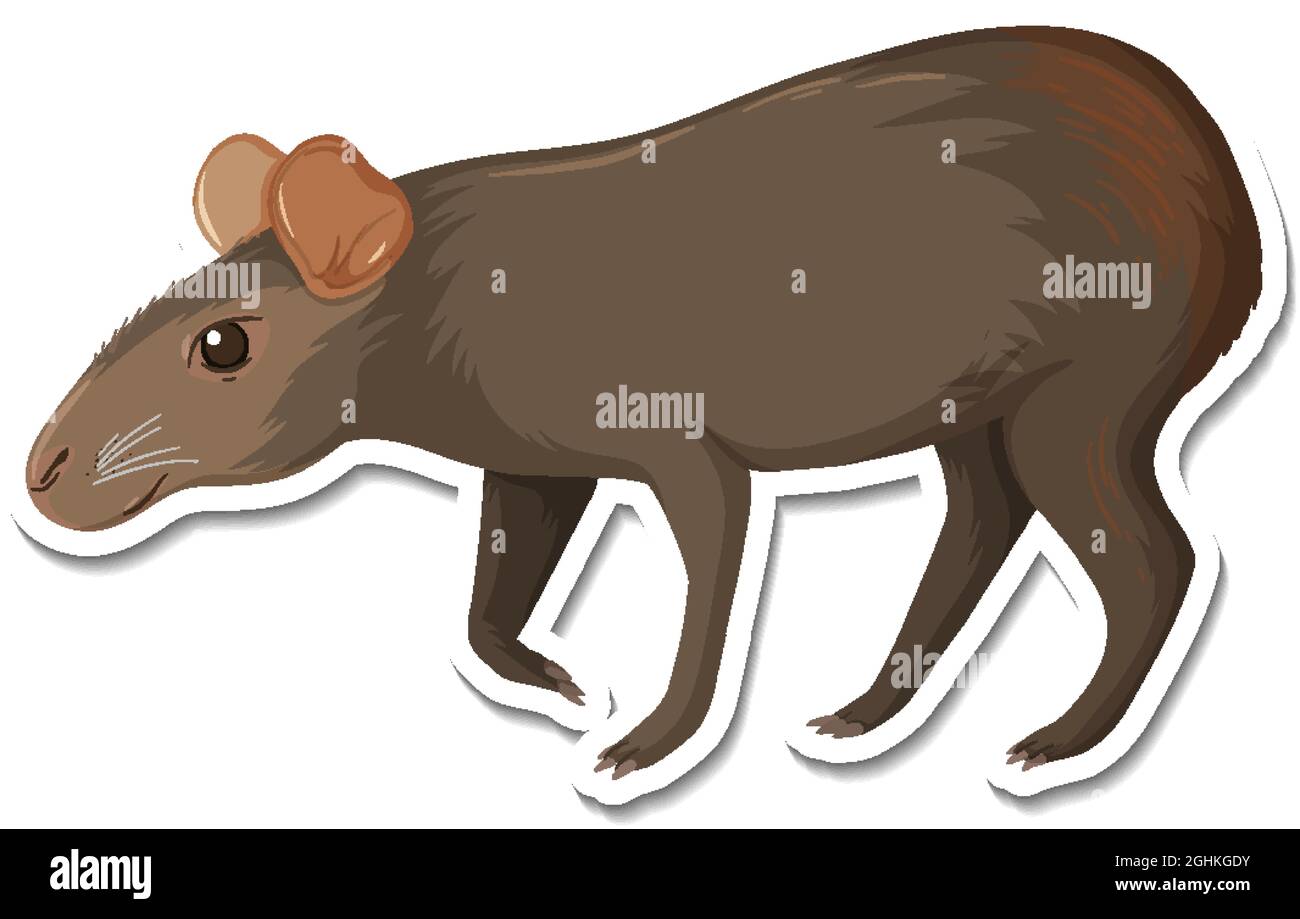 A sticker template of black capybara cartoon character illustration ...