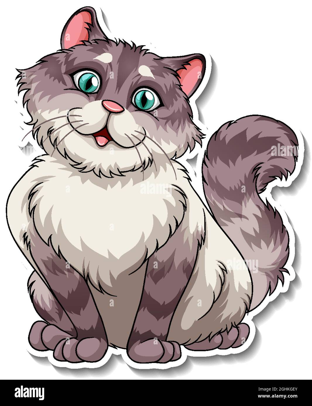 A sticker template of cat cartoon character illustration Stock Vector ...