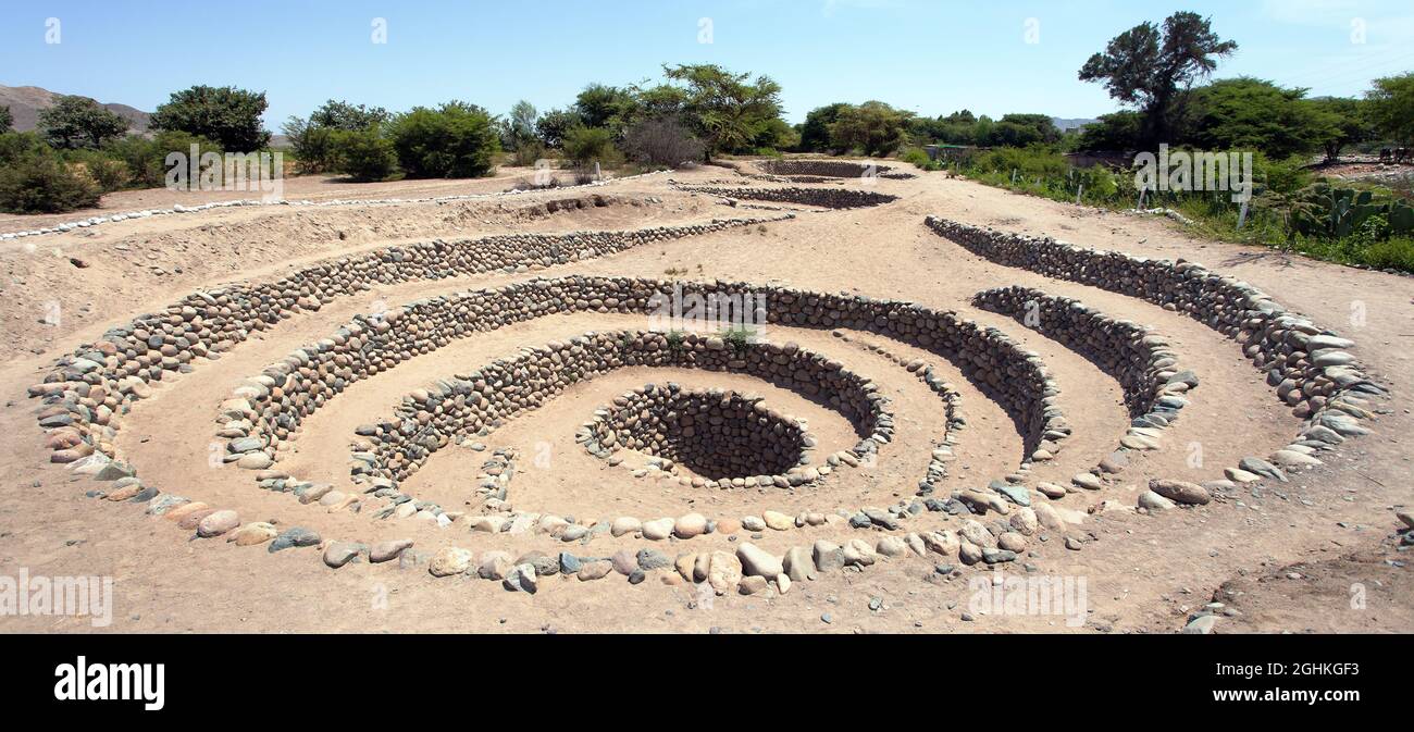 Cantalloc Aqueduct in Nazca or Nazca town, spiral or circle aqueducts ...