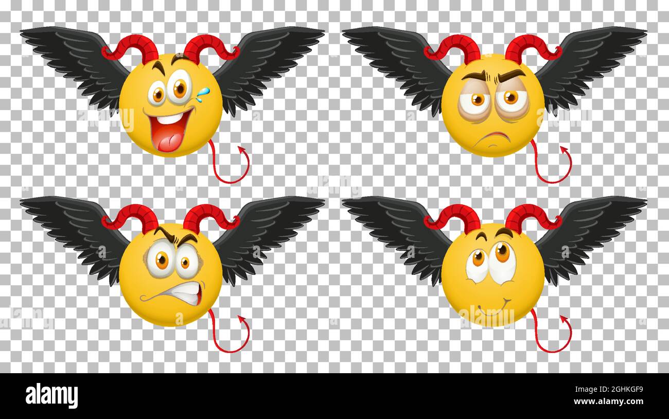 Set of devil emoticon with facial expression illustration Stock Vector ...