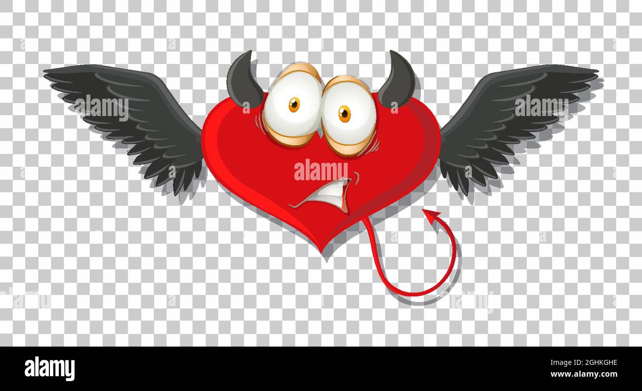 Heart shape devil with facial expression illustration Stock Vector ...