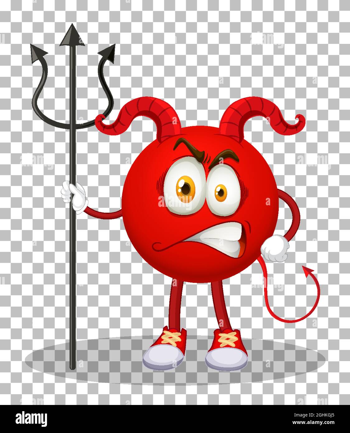 A Red Devil cartoon character with facial expression on transparent ...