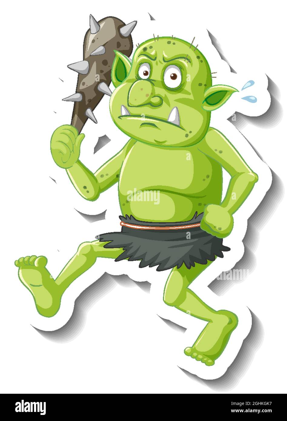 Green goblin or troll cartoon character sticker illustration Stock ...