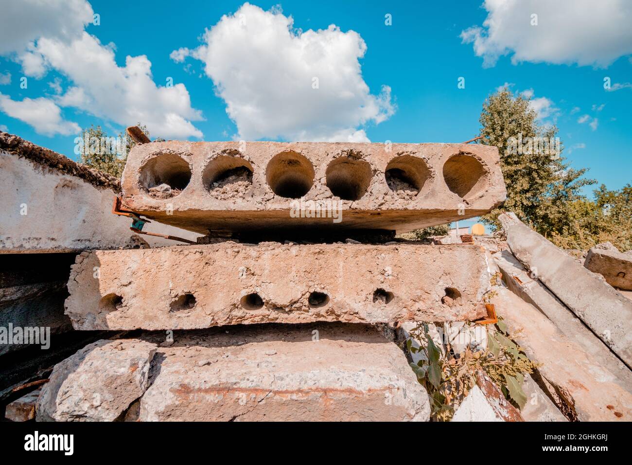 Used concrete slabs lay on top of each other Stock Photo - Alamy