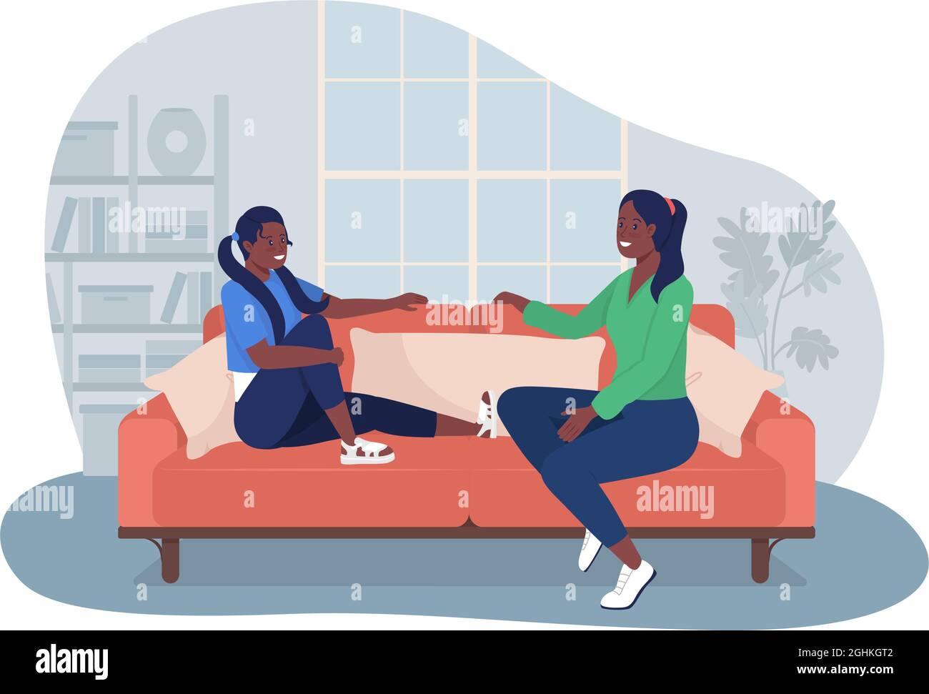 Teenager talk with mom 2D vector isolated illustration Stock Vector ...