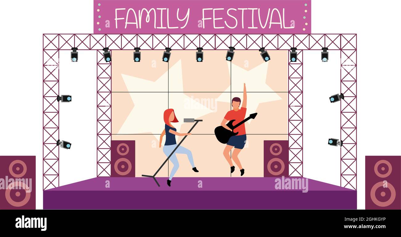 Family music festival flat concept vector illustration Stock Vector ...
