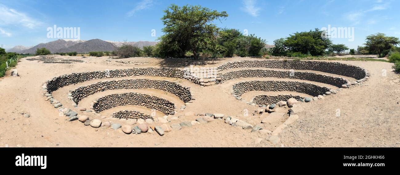 Cantalloc Aqueduct in Nazca or Nazca town, spiral or circle aqueducts ...