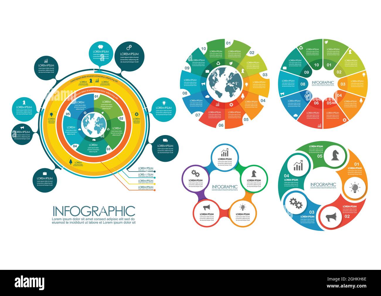 Circle infographic templates collection. vector illustration Stock ...