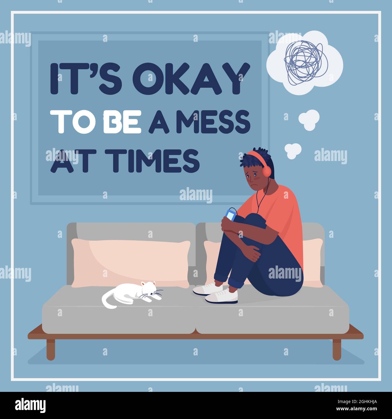 Teen anxiety social media post mockup Stock Vector Image & Art - Alamy