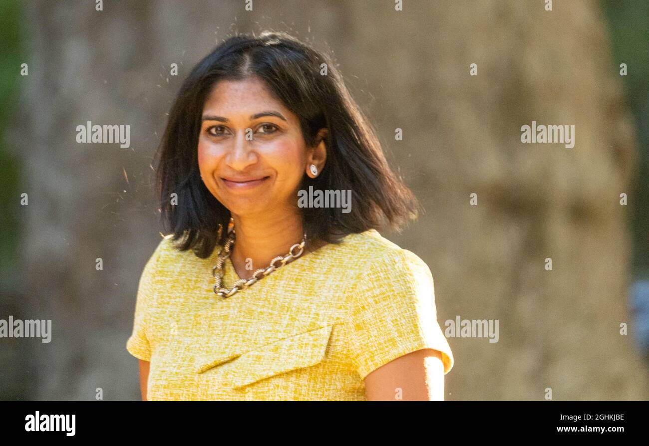 London, UK. 07th Sep, 2021. Suella Braverman arrives at a cabinet ...