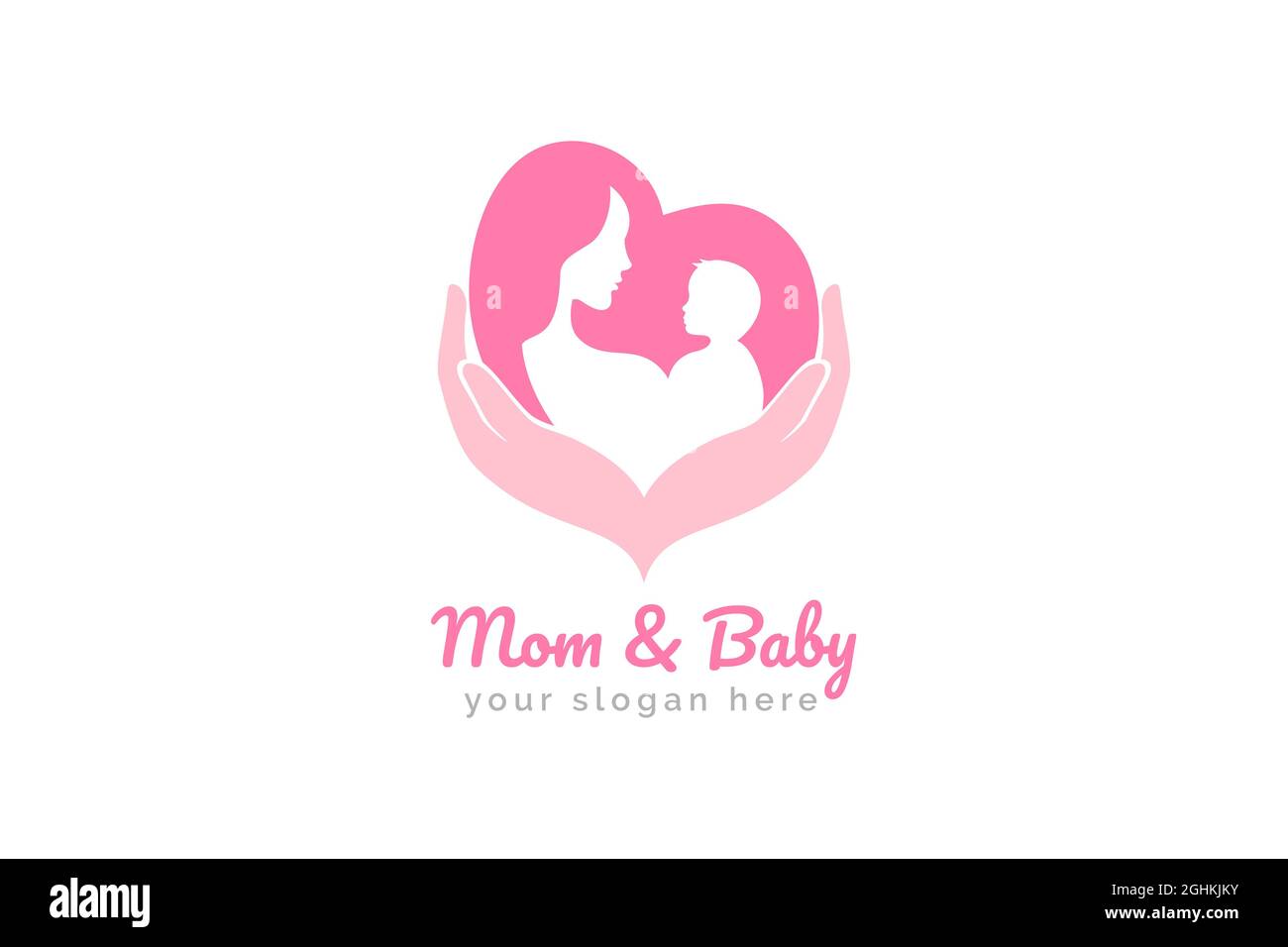 Mother and baby logo vector symbol. Mom hugs her child logo template ...