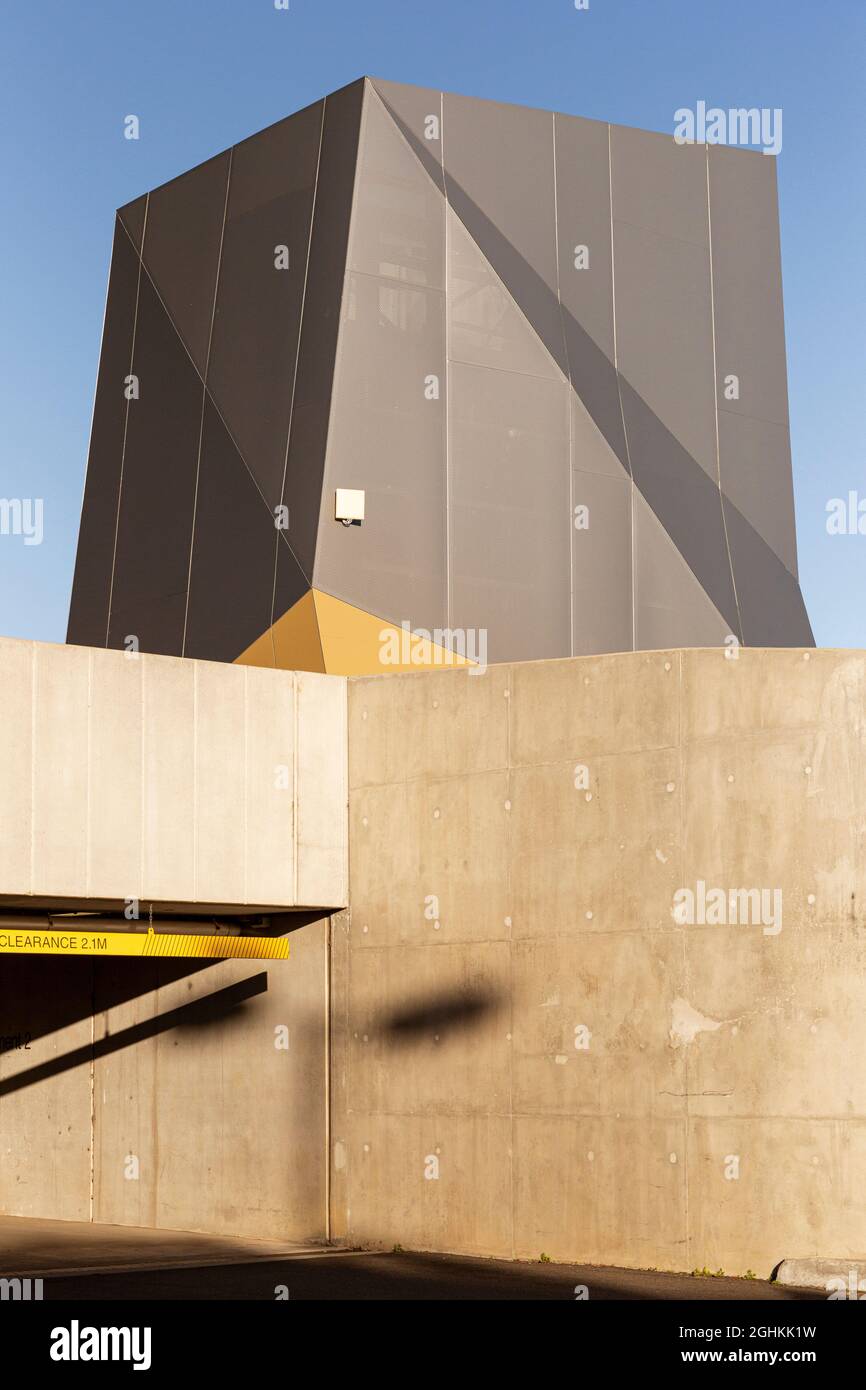 Modern geometric air ventilation exhaust from basement car park Stock ...