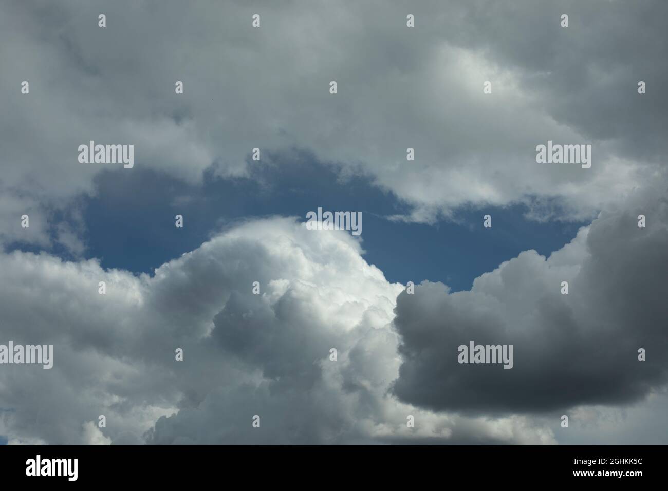 Clouds in the sky. Atmospheric front. Cyclone in the middle lane. White ...
