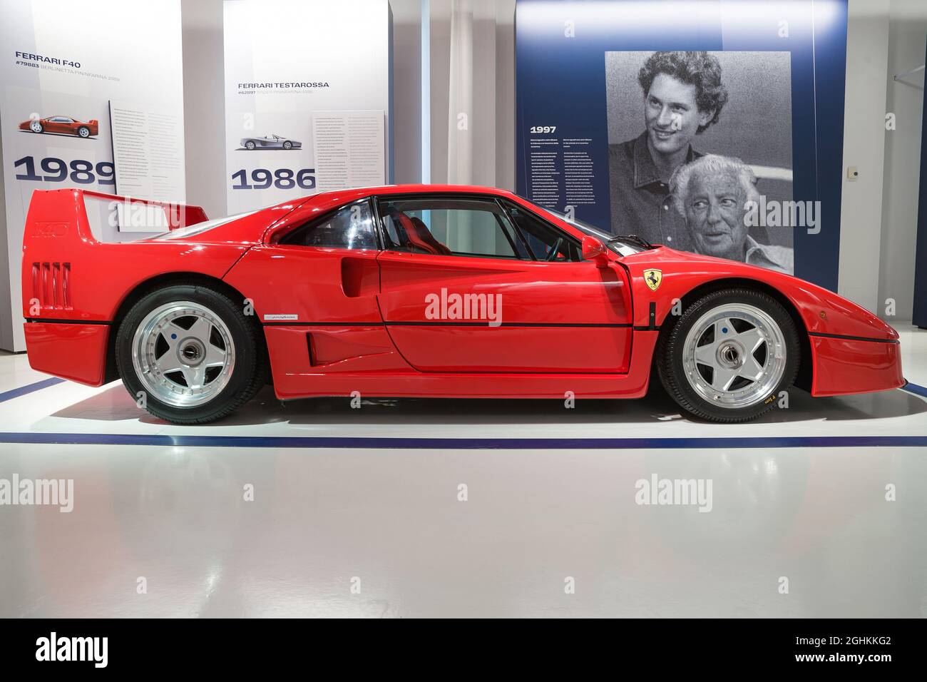 Modena, Italy - August 14, 2021: Side view of a Ferrari F40 showcased ...