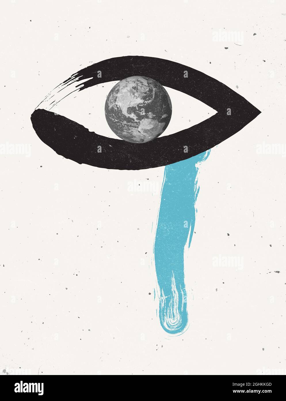 Crying planet. Contemporary art collage, modern creative design. Idea ...