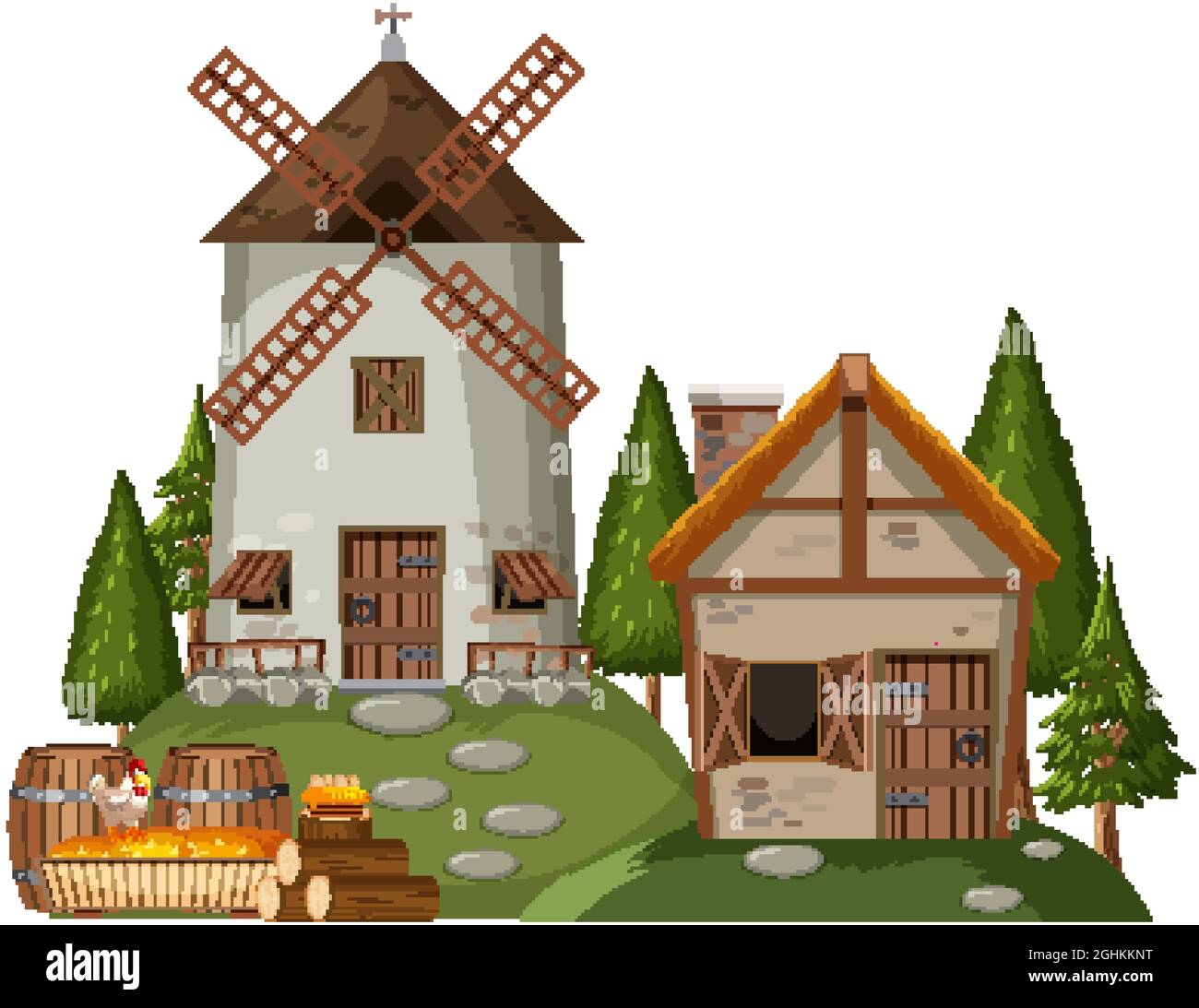Medieval historical house cartoon style illustration Stock Vector Image ...