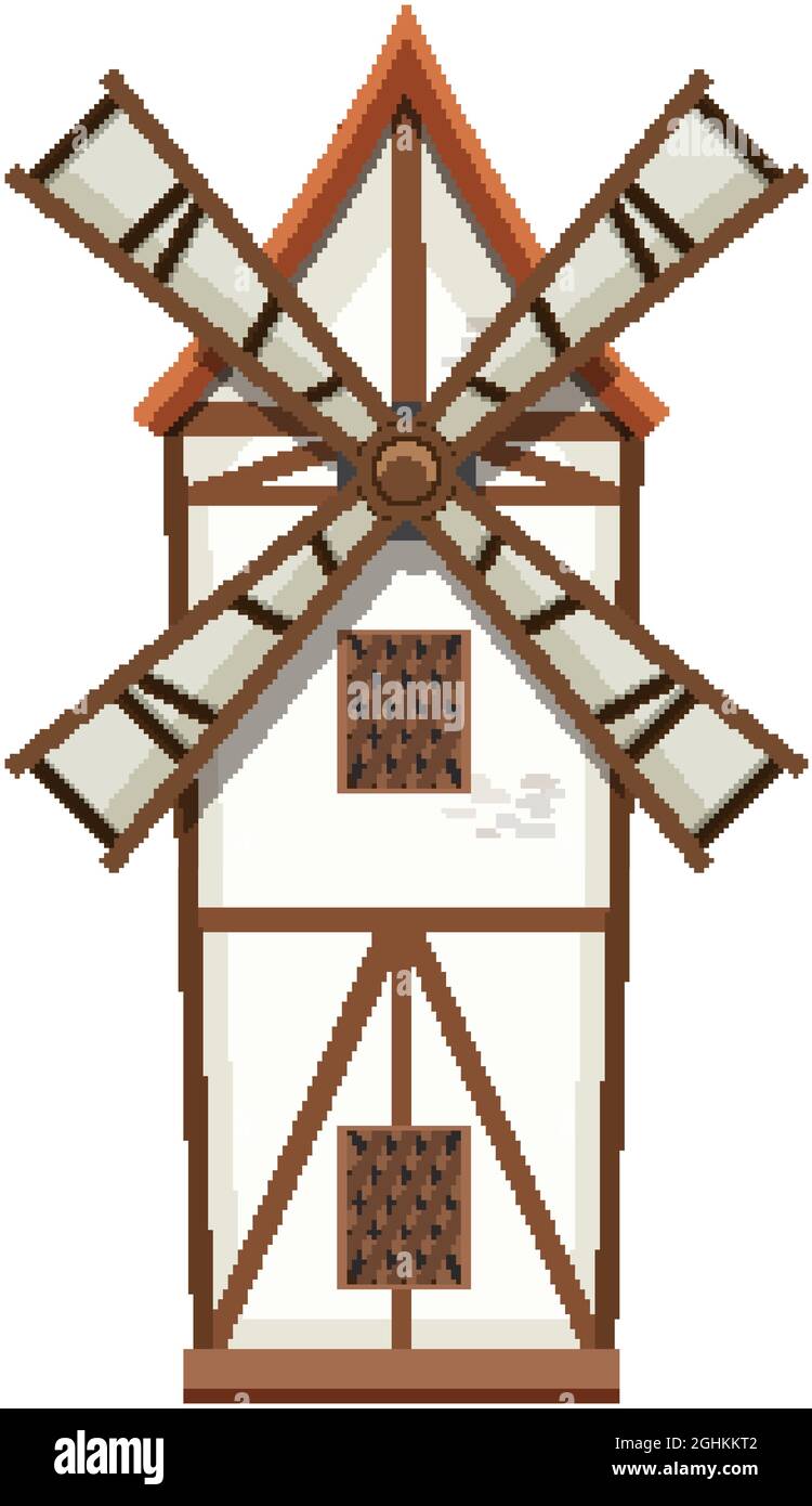 Windmill isolated on white background illustration Stock Vector Image ...