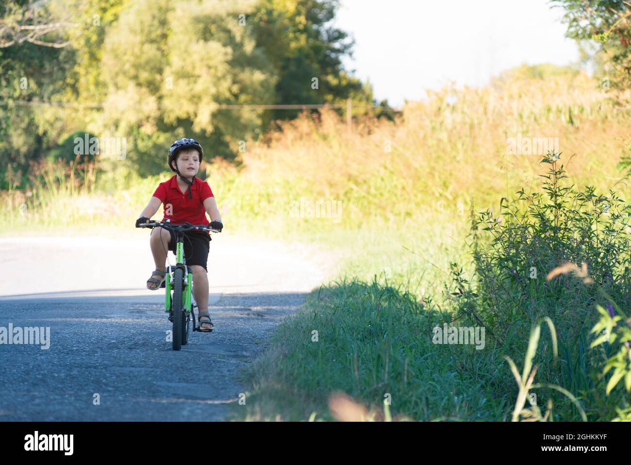 Boy Speeding on Mountain Bike Stock Photo - Alamy