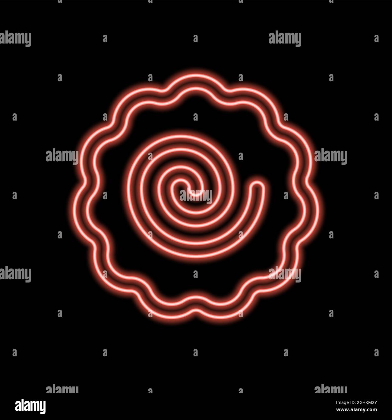 Narutomaki or kamaboko surimi vector outline icon neon color in black ...