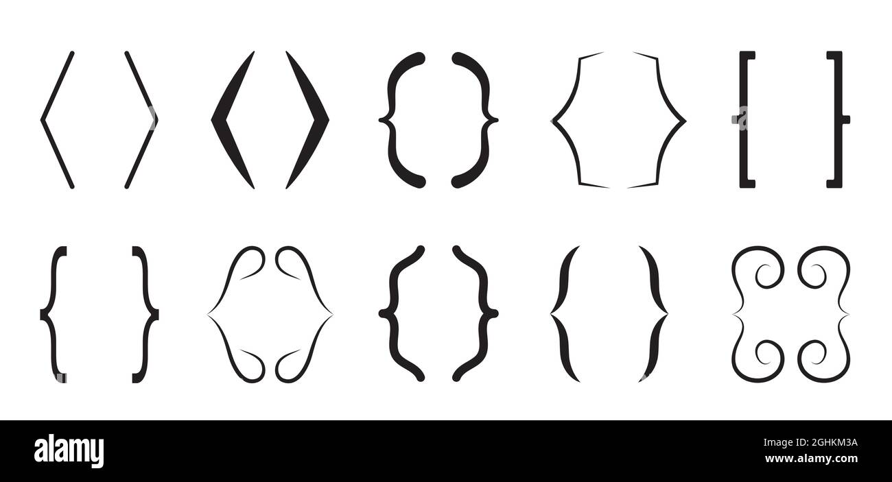 Curly brace set vector. Text brackets collection for messages, quotas ... Curly brace set vector. Text brackets collection for messages, quotas ...