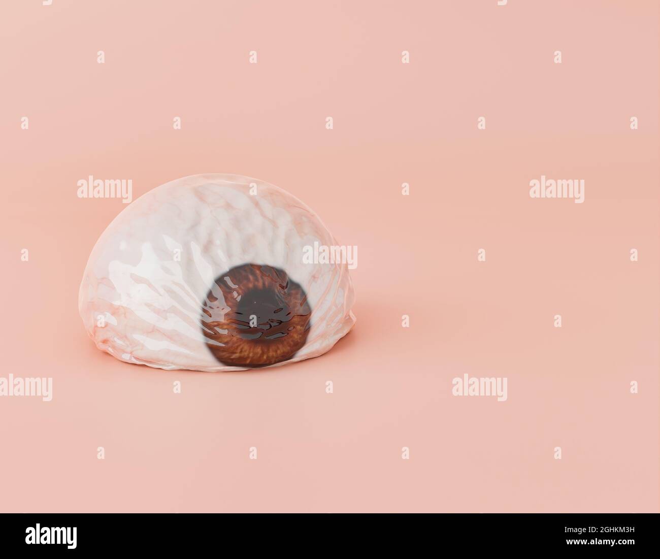 deflated eyeball in minimalistic concept of eyestrain, eyesight and ...