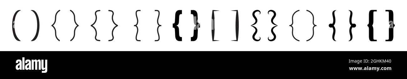 Curly brace set vector. Text brackets collection for messages, quotas ...