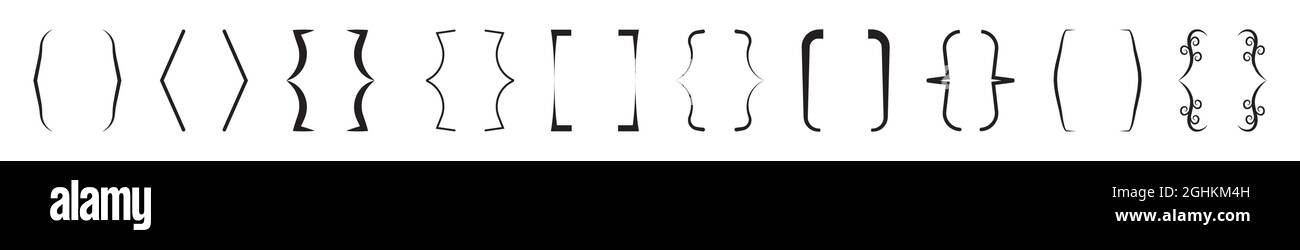 Curly brace set vector. Text brackets collection for messages, quotas ...
