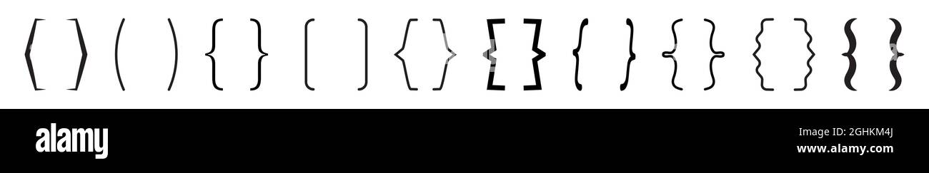 Curly brace set vector. Text brackets collection for messages, quotas ...