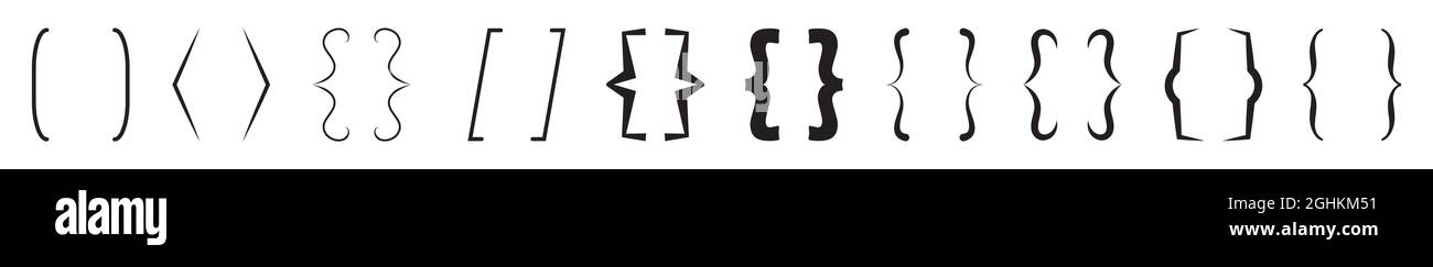 Curly brace set vector. Text brackets collection for messages, quotas ...