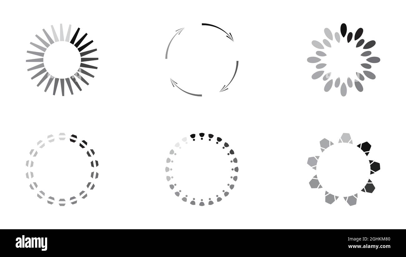 Updated progress circle bar set icon vector. Loader symbol button. Load progress bar for app ...