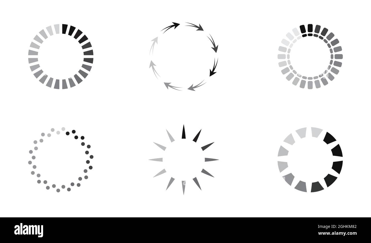 Updated progress circle bar set icon vector. Loader symbol button. Load progress bar for app ...