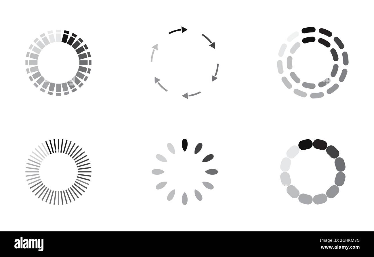 Updated progress circle bar set icon vector. Loader symbol button. Load ...