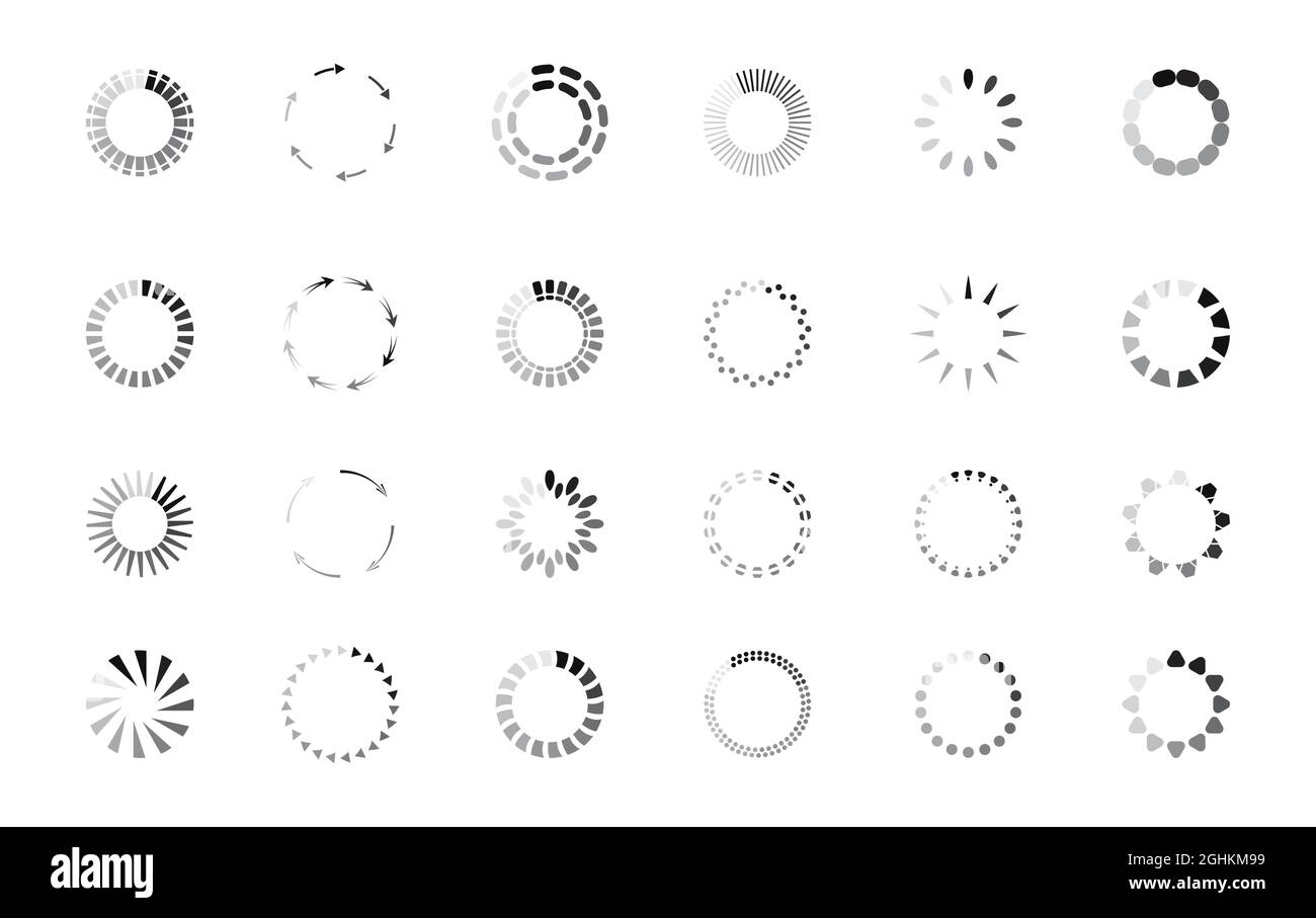 Updated progress circle bar set icon vector. Loader symbol button. Load ...