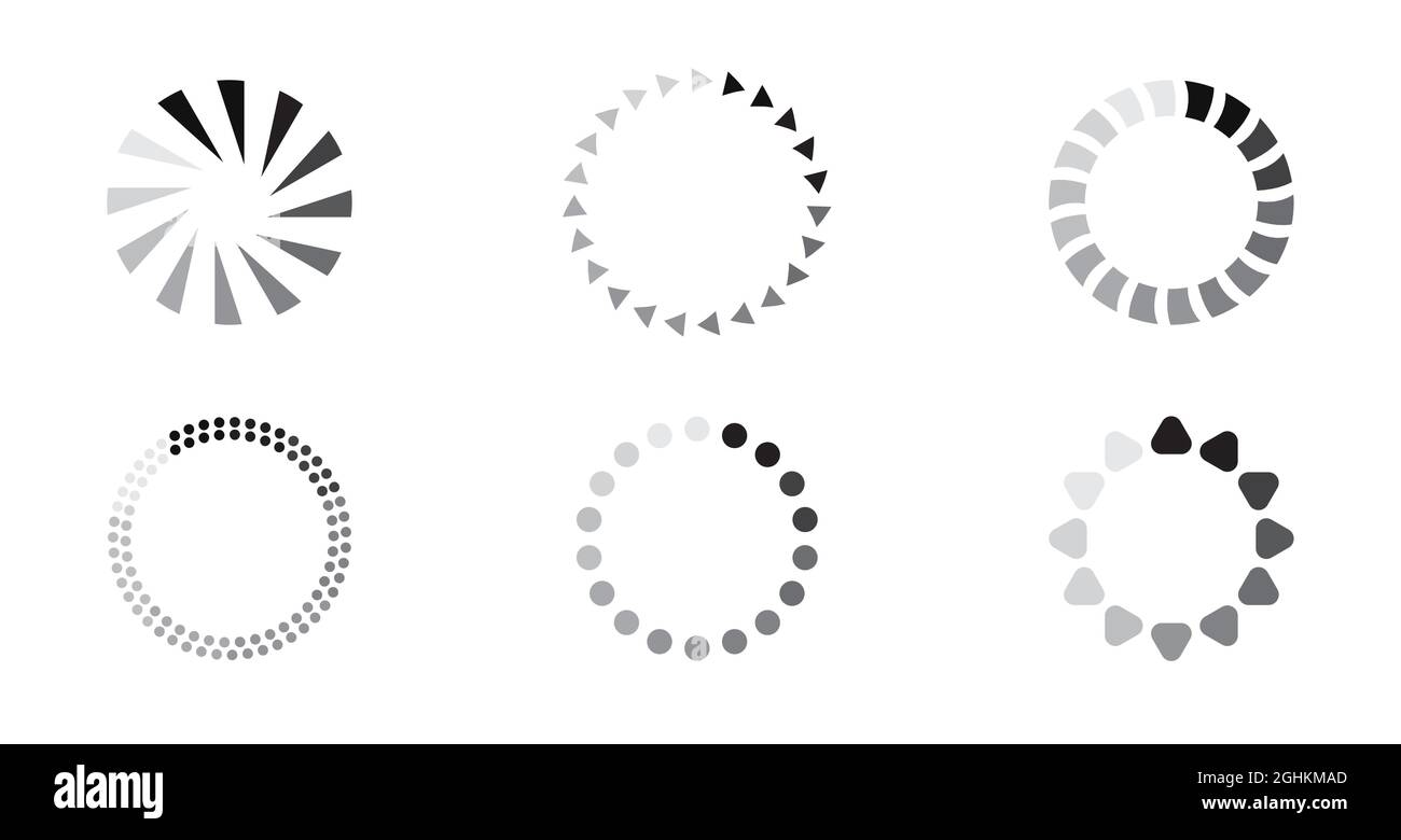 Updated progress circle bar set icon vector. Loader symbol button. Load ...