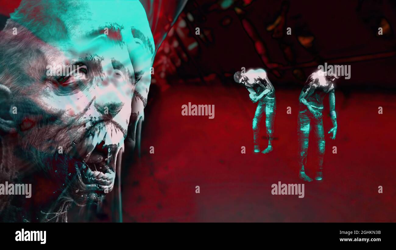 3d illustration - Horror Zombie With scary Effects Stock Photo - Alamy