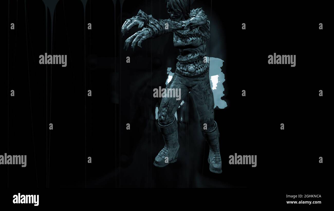 3d illustration - Horror Zombie With scary Effects Stock Photo - Alamy