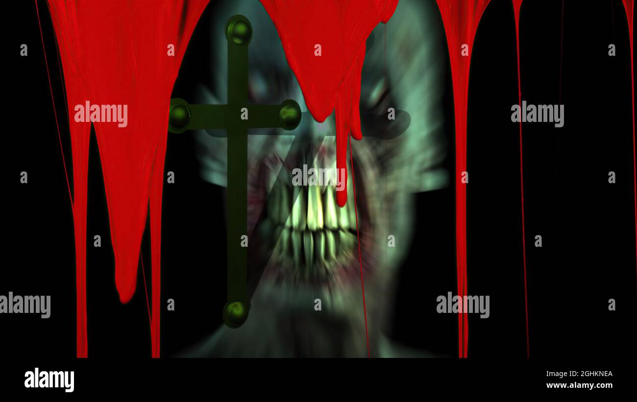3d illustration - Horror Zombie With scary Effects Stock Photo - Alamy