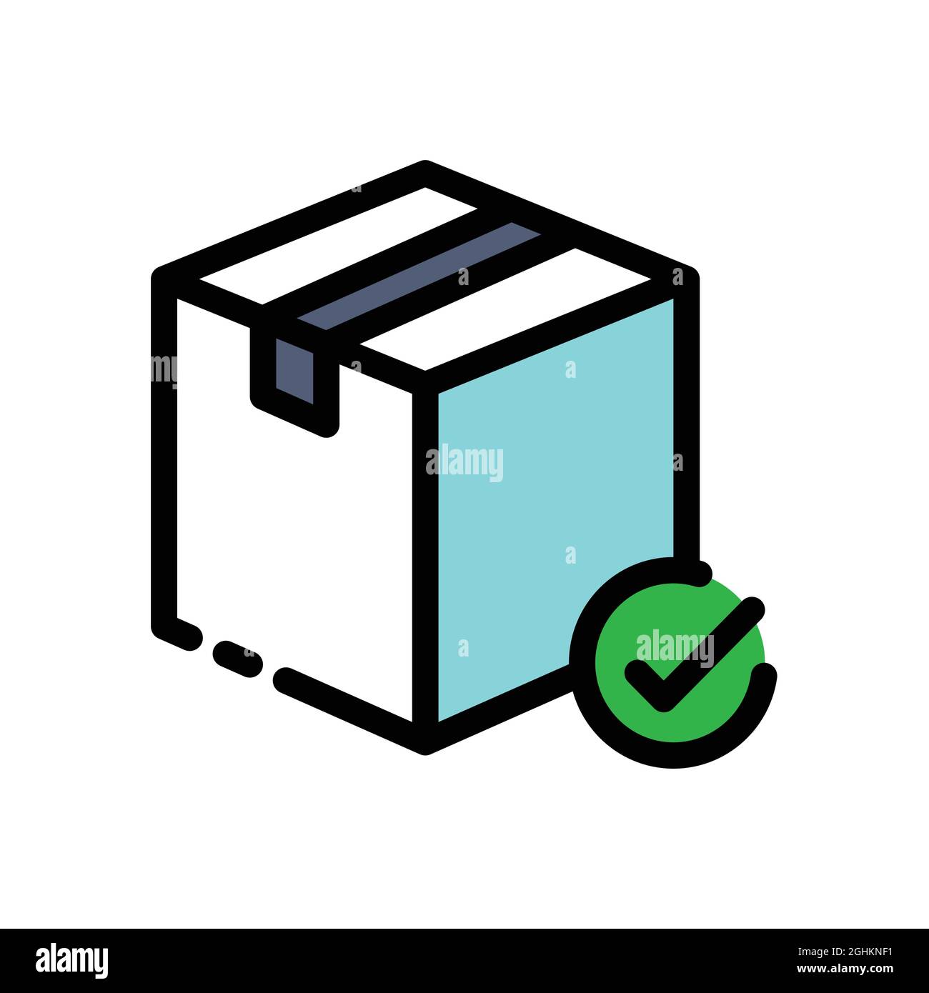 Approved box color line icon. Parcel verification concept. Security ...