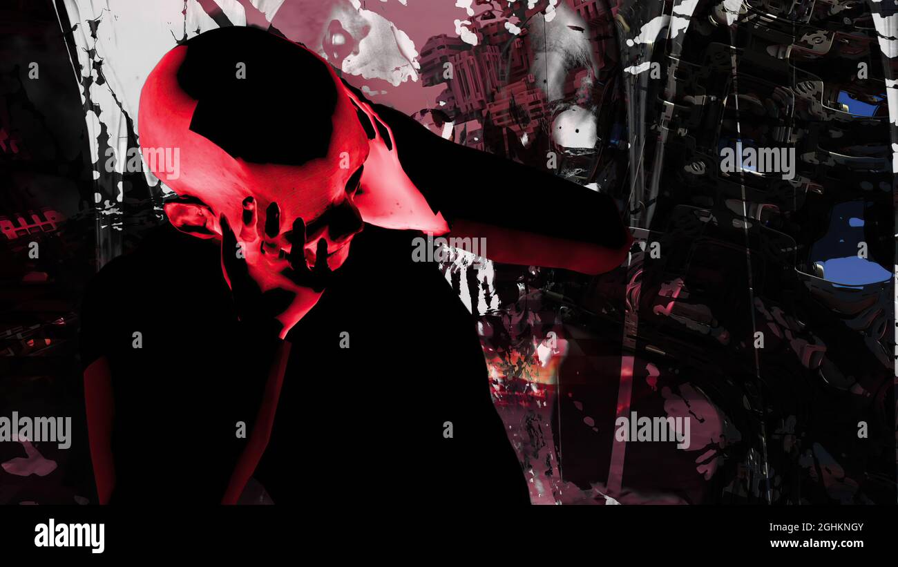 3d illustration - Horror Zombie With scary Effects Stock Photo - Alamy