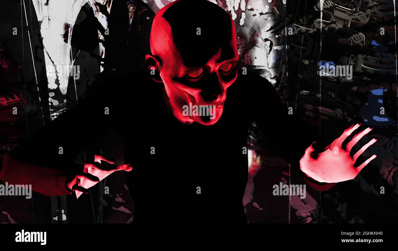 3d illustration - Horror Zombie With scary Effects Stock Photo - Alamy