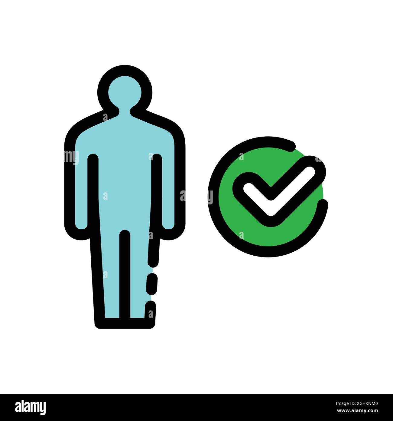 Approved man color line icon. Employee agreement. Sign for web page ...