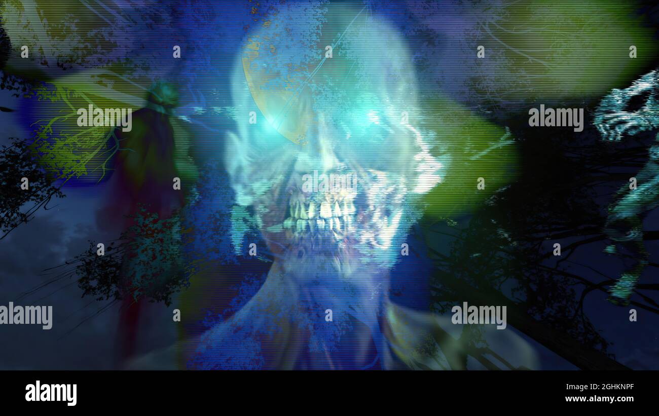 3d illustration - Horror Zombie With scary Effects Stock Photo - Alamy