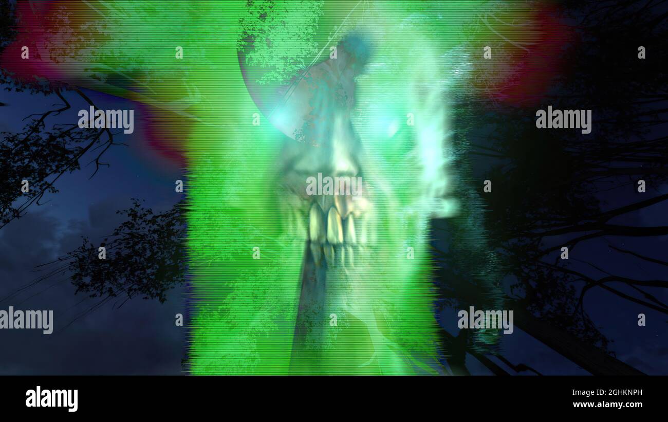 3d illustration - Horror Zombie With scary Effects Stock Photo - Alamy