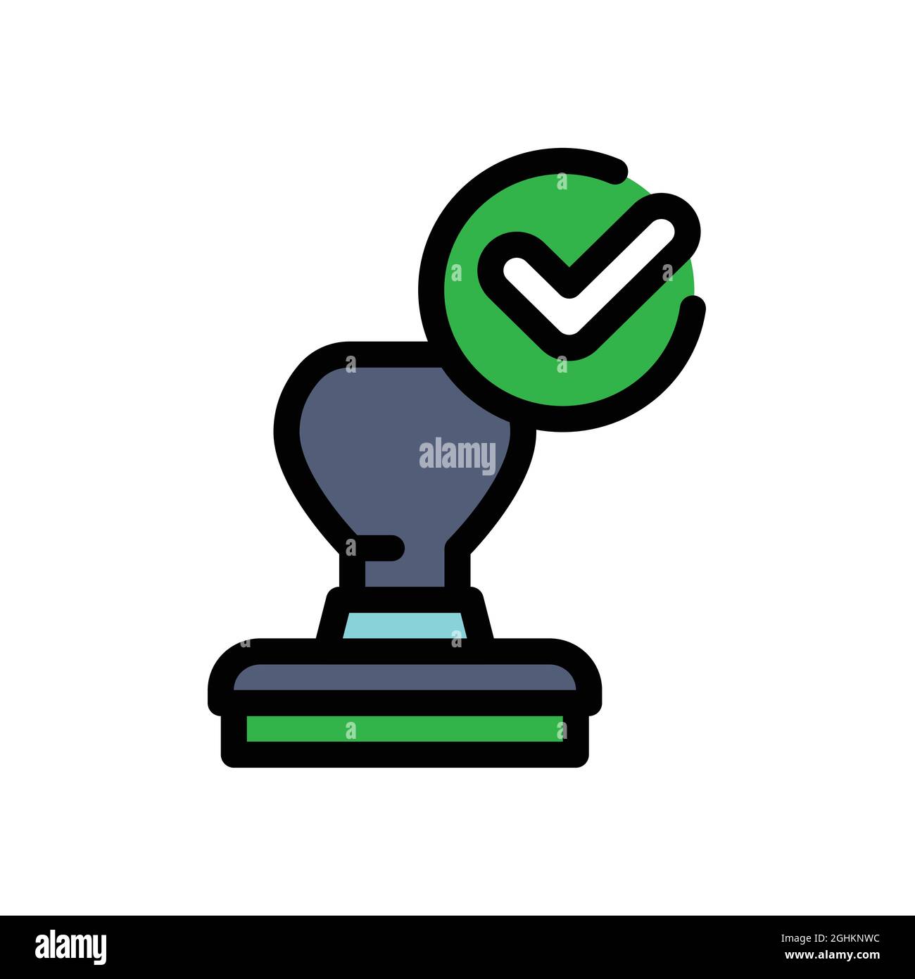 Approved stamp color line icon. Successful check concept. Certified ...