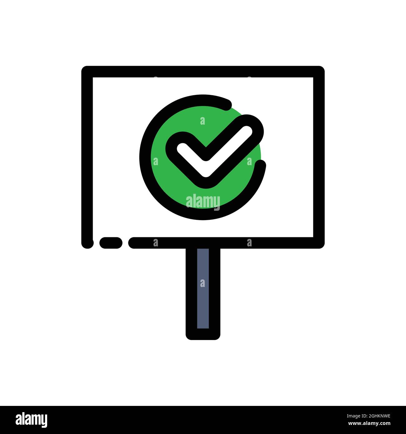 Approved color line icon. Plate agreement concept. Sign for web page ...