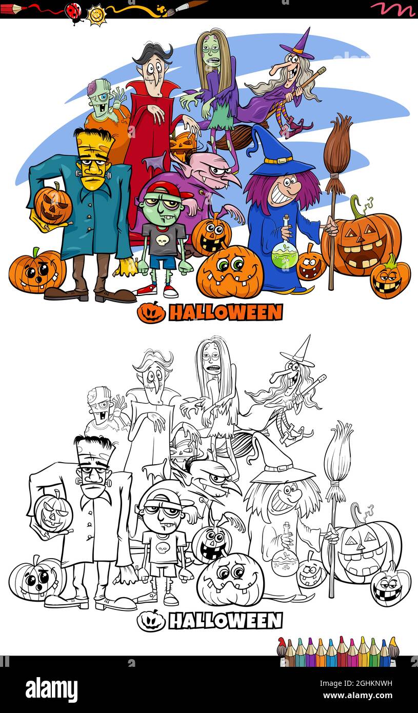 Spooky zombie coloring page for kids hi-res stock photography and ...